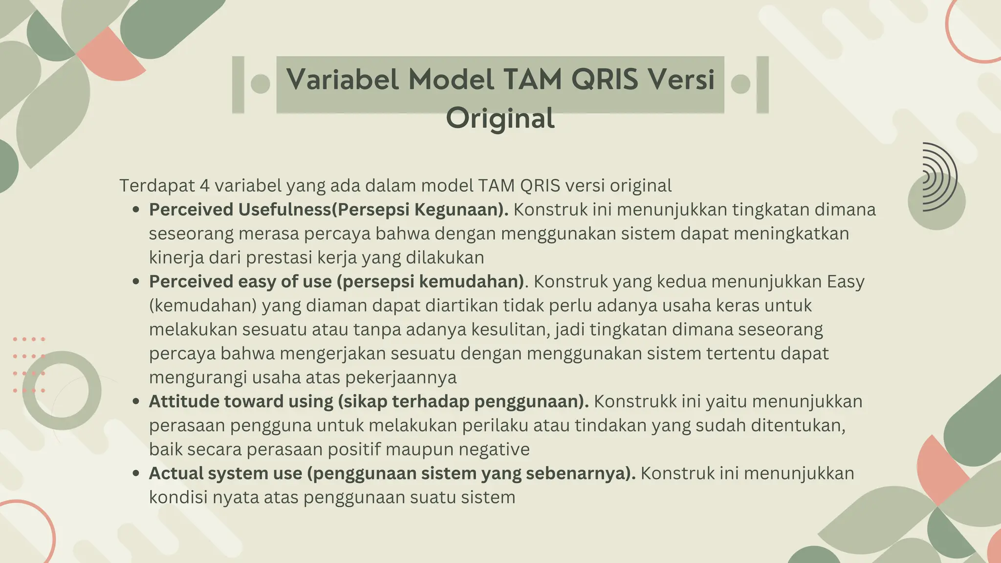 TAM (Technology Acceptance Model) QRIS DAN OVO | PPT