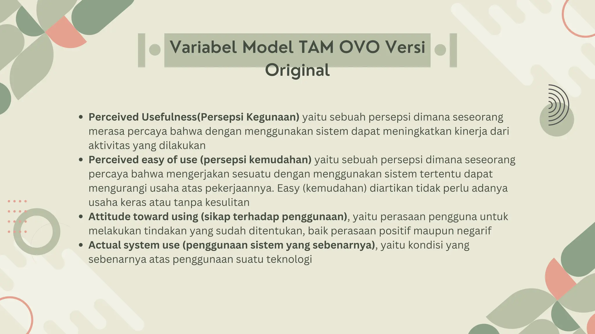 TAM (Technology Acceptance Model) QRIS DAN OVO | PPT