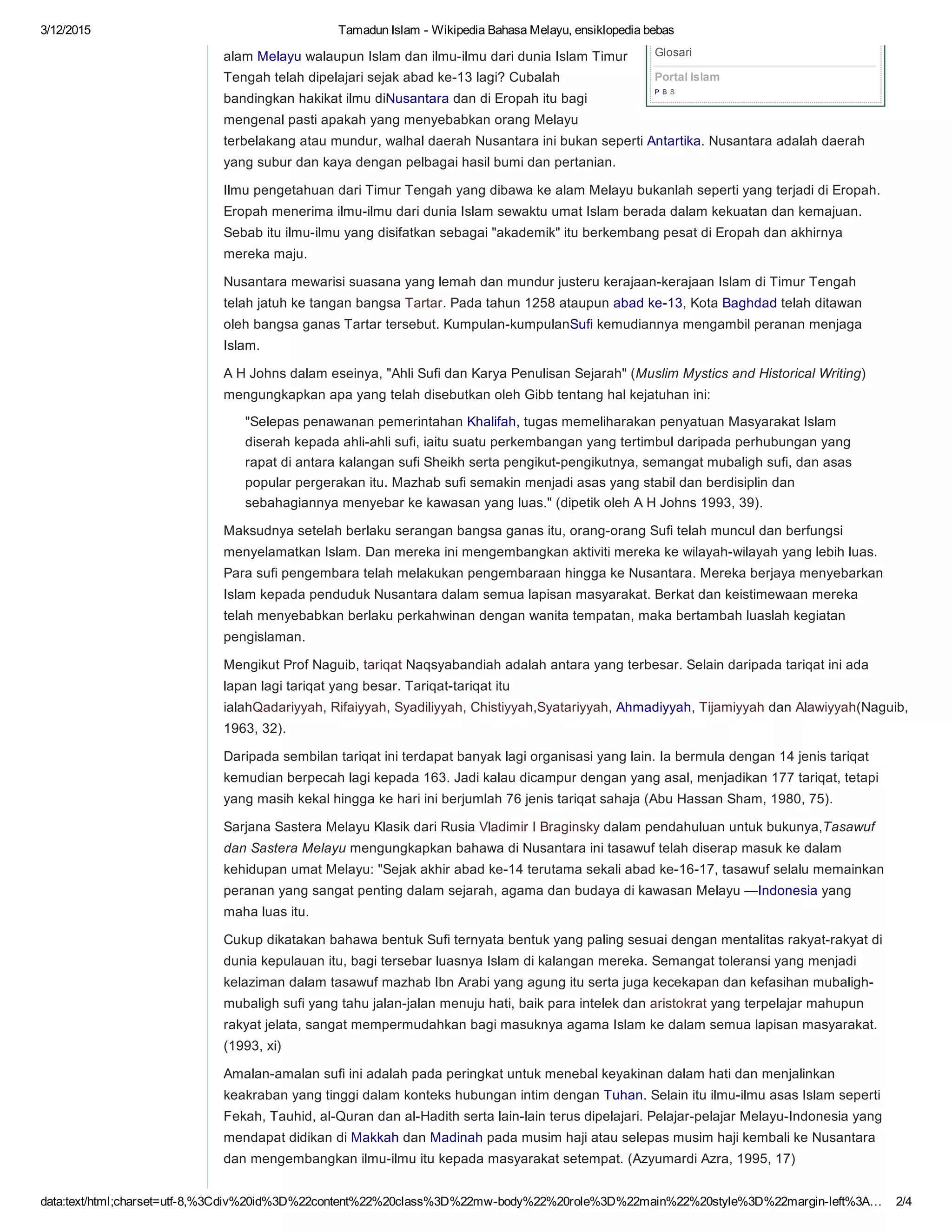 Tamadun islam wikipedia bahasa melayu, ensiklopedia bebas | PDF