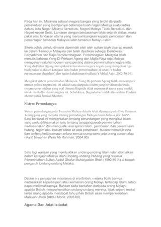 Tamadun melayu sebagai teras tamadun malaysia | DOCX