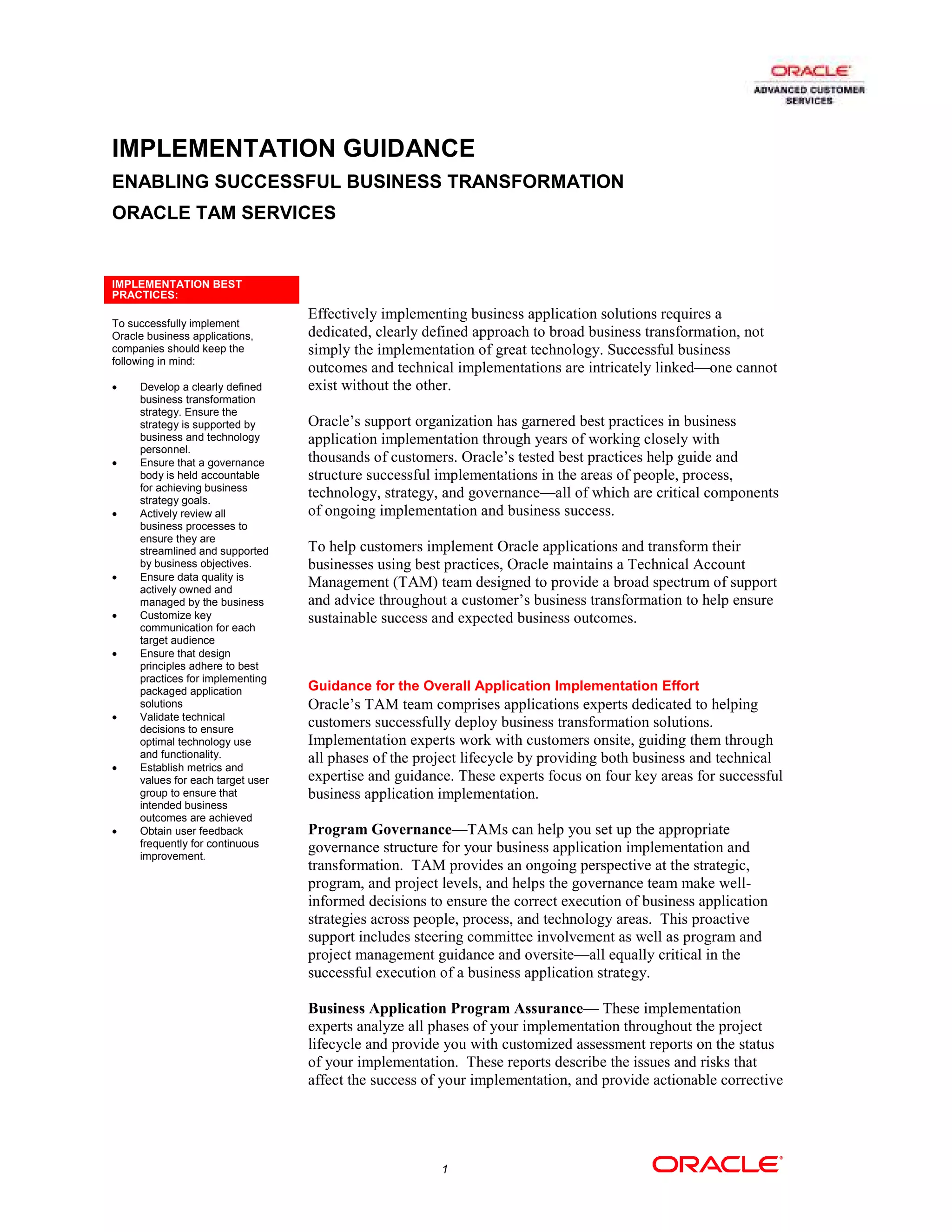 Oracle TAM Services Datasheet | PDF | IT and Internet Support | Internet