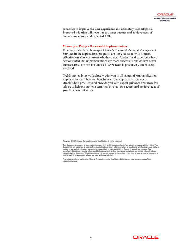 Oracle TAM Services Datasheet | PDF | IT and Internet Support | Internet