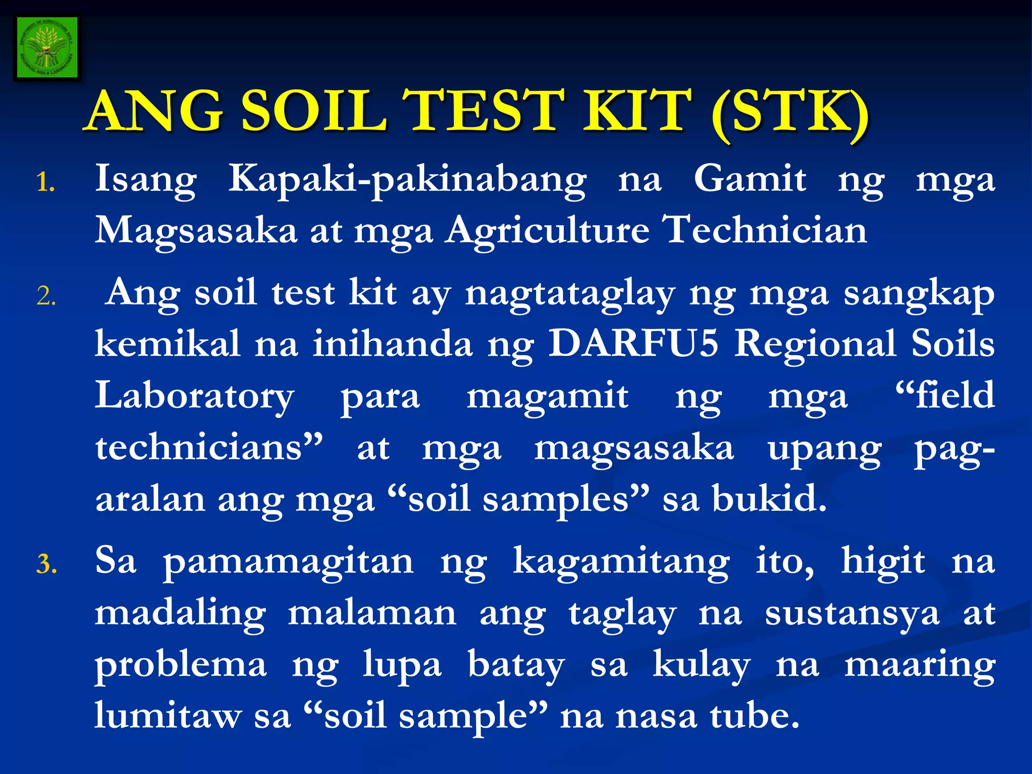 Tamang paraan ng pagkuha ng lupa at pag suri gamit ang soil test kit ...