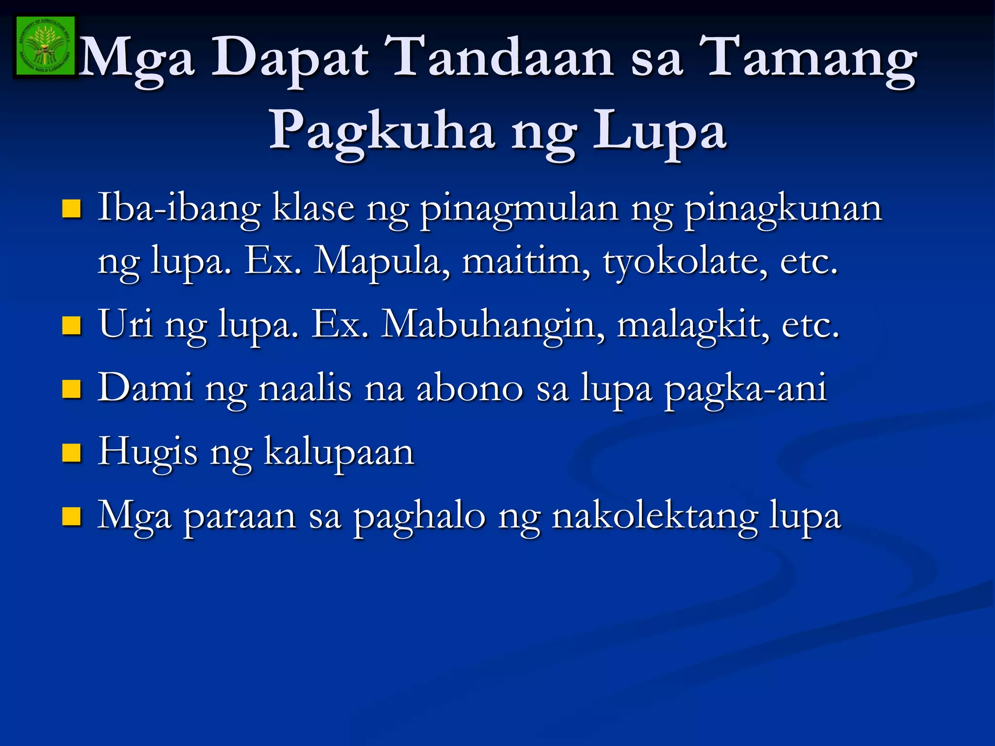 Tamang paraan ng pagkuha ng lupa at pag suri gamit ang soil test kit ...
