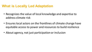 Tamara Coger's presentation on locally led adaptation (WRI) | PDF