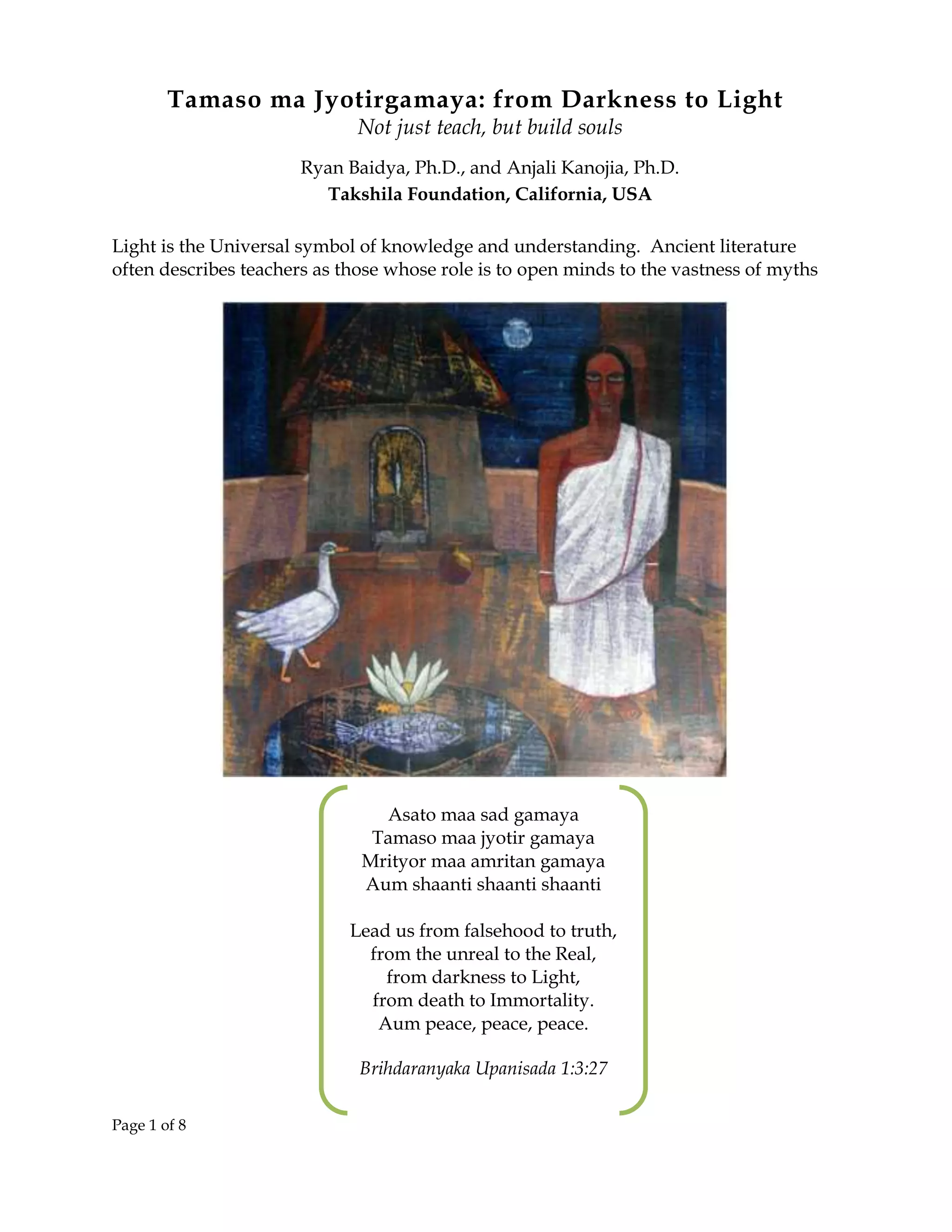 Tamaso ma Jyotirgamaya: From Darkness to Light | PDF
