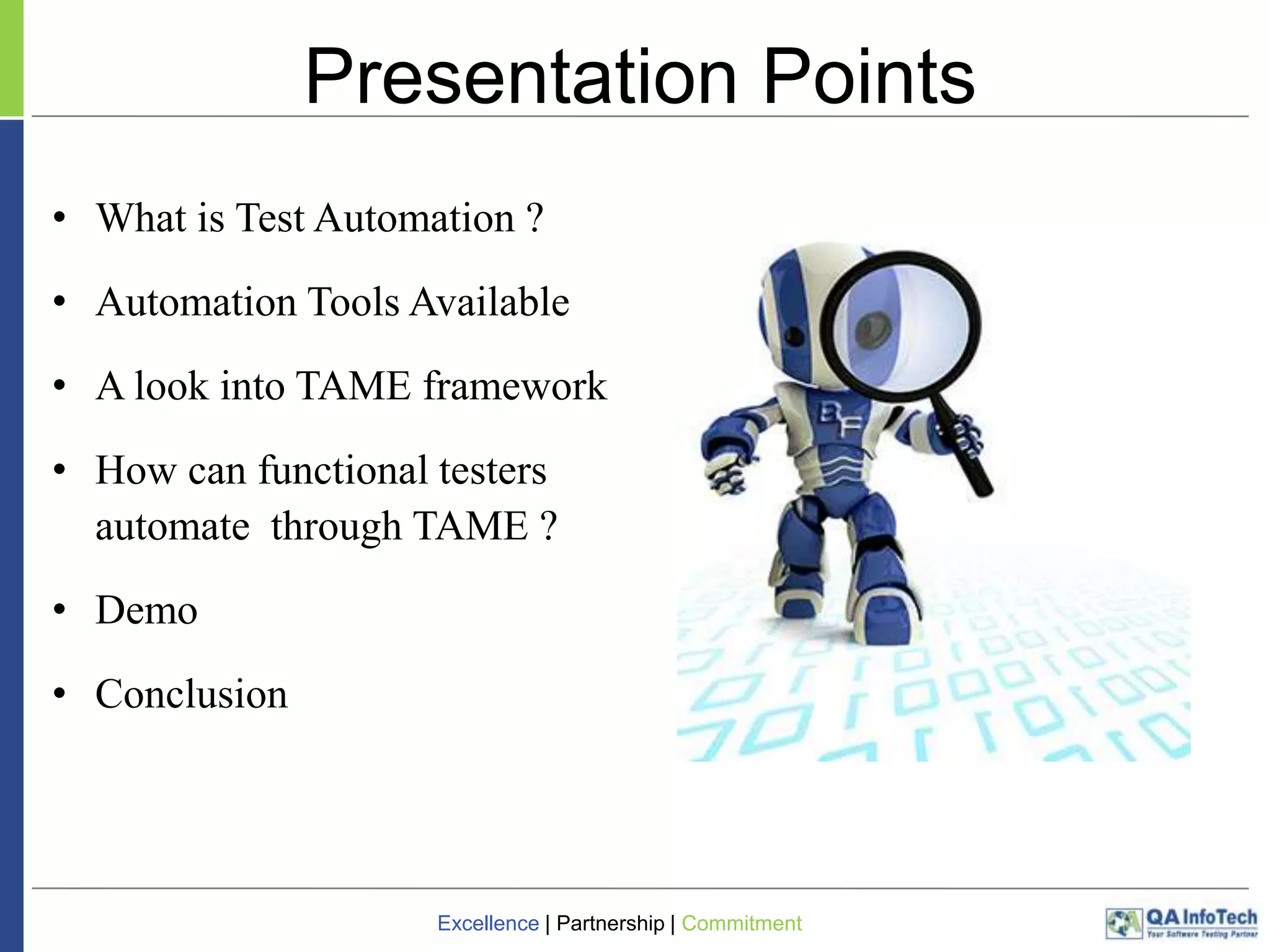 TAME-Test Automation Made Easy | PPTX