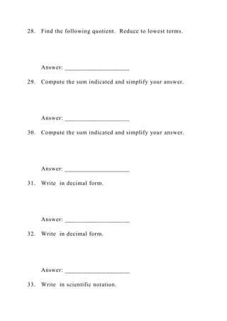 Tameeka Final Exam (Answer Key)1.Solve the following line.docx