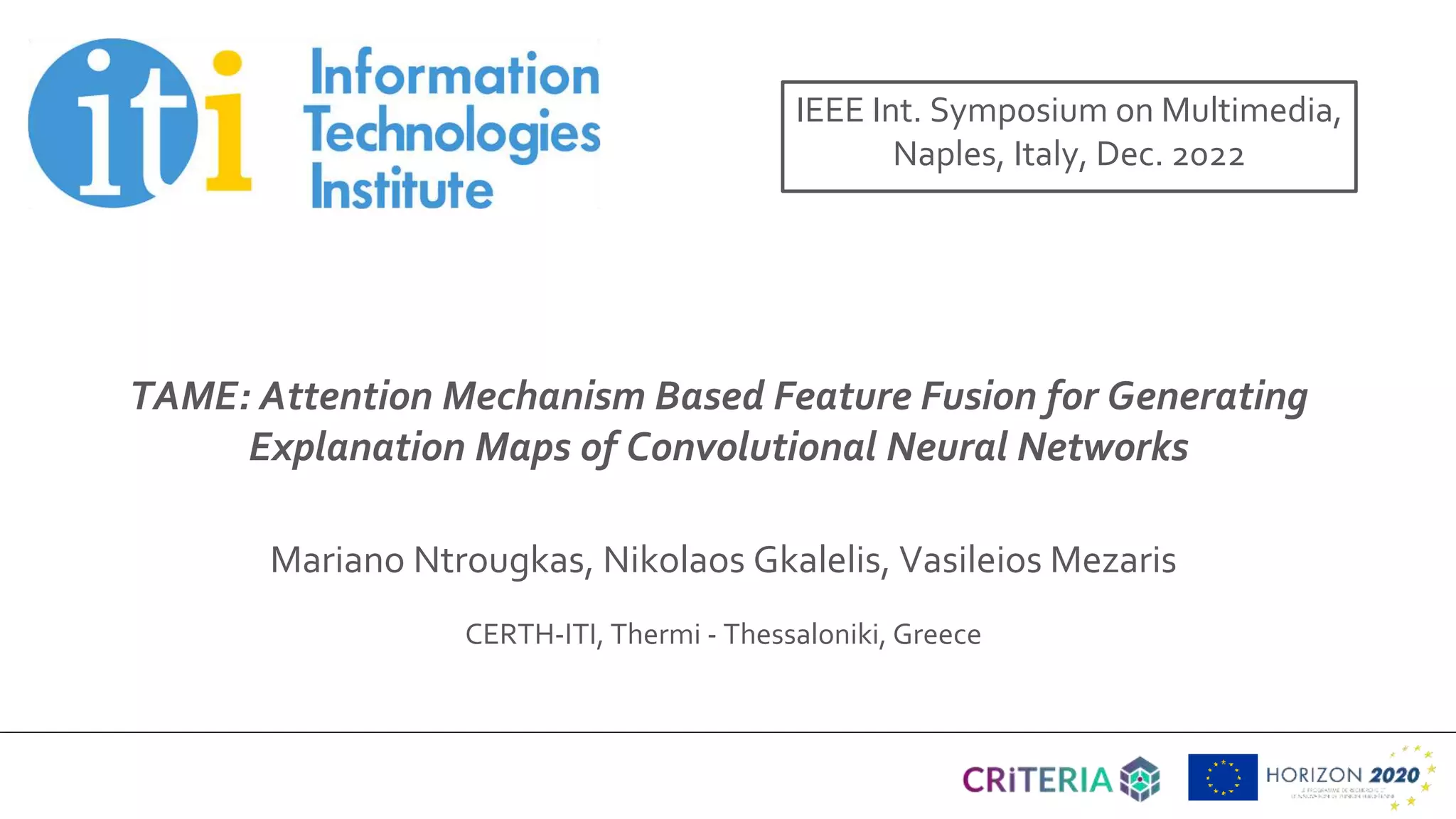 TAME: Trainable Attention Mechanism for Explanations | PPTX