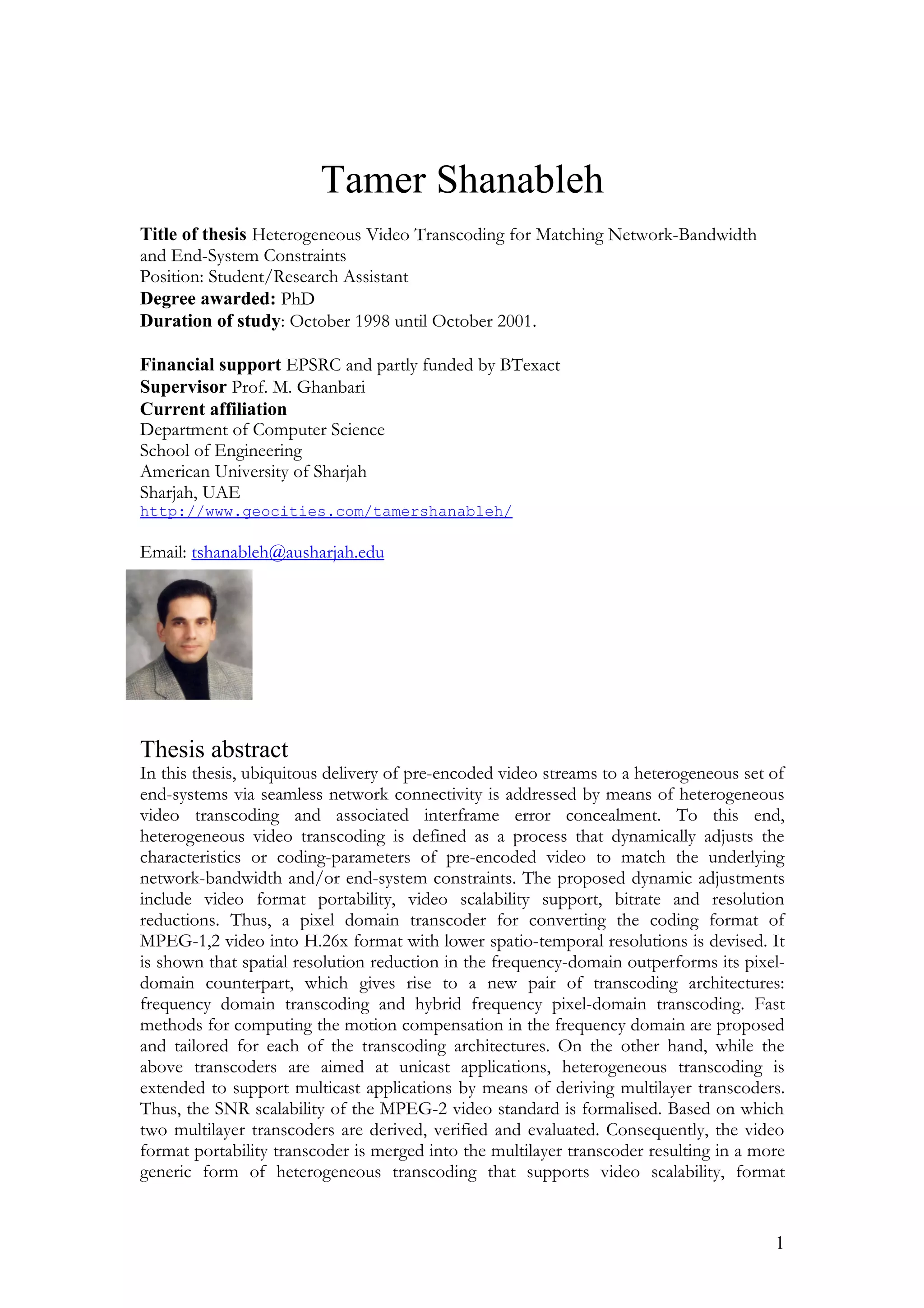 Tamer Shanableh | PDF