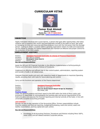 Tamer ahmed's resume | PDF