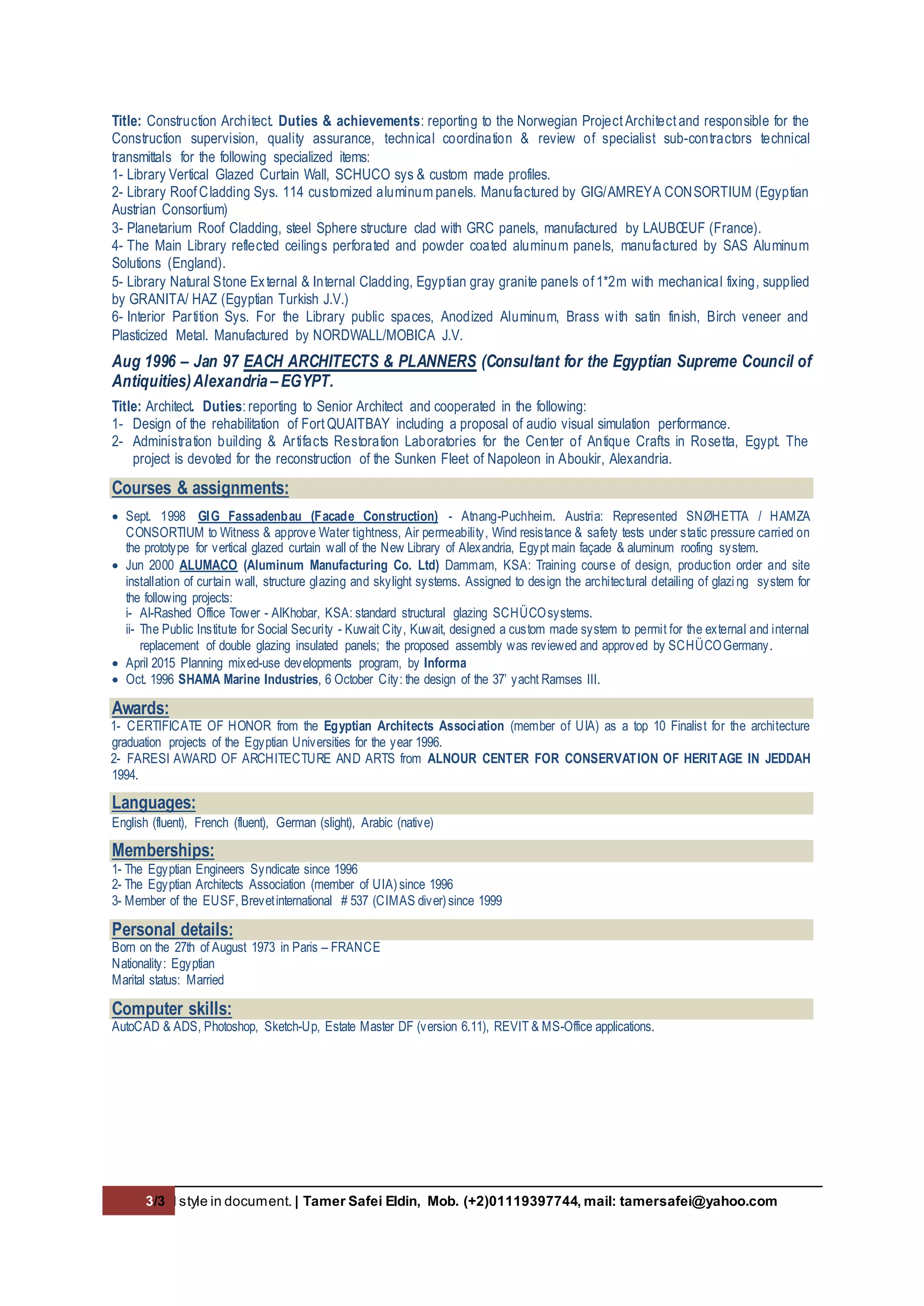 Tamer Safei Eldin CV | DOCX
