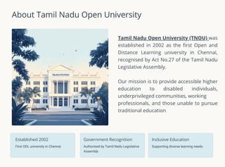 Tamil Nadu Open University Distance Education | PDF