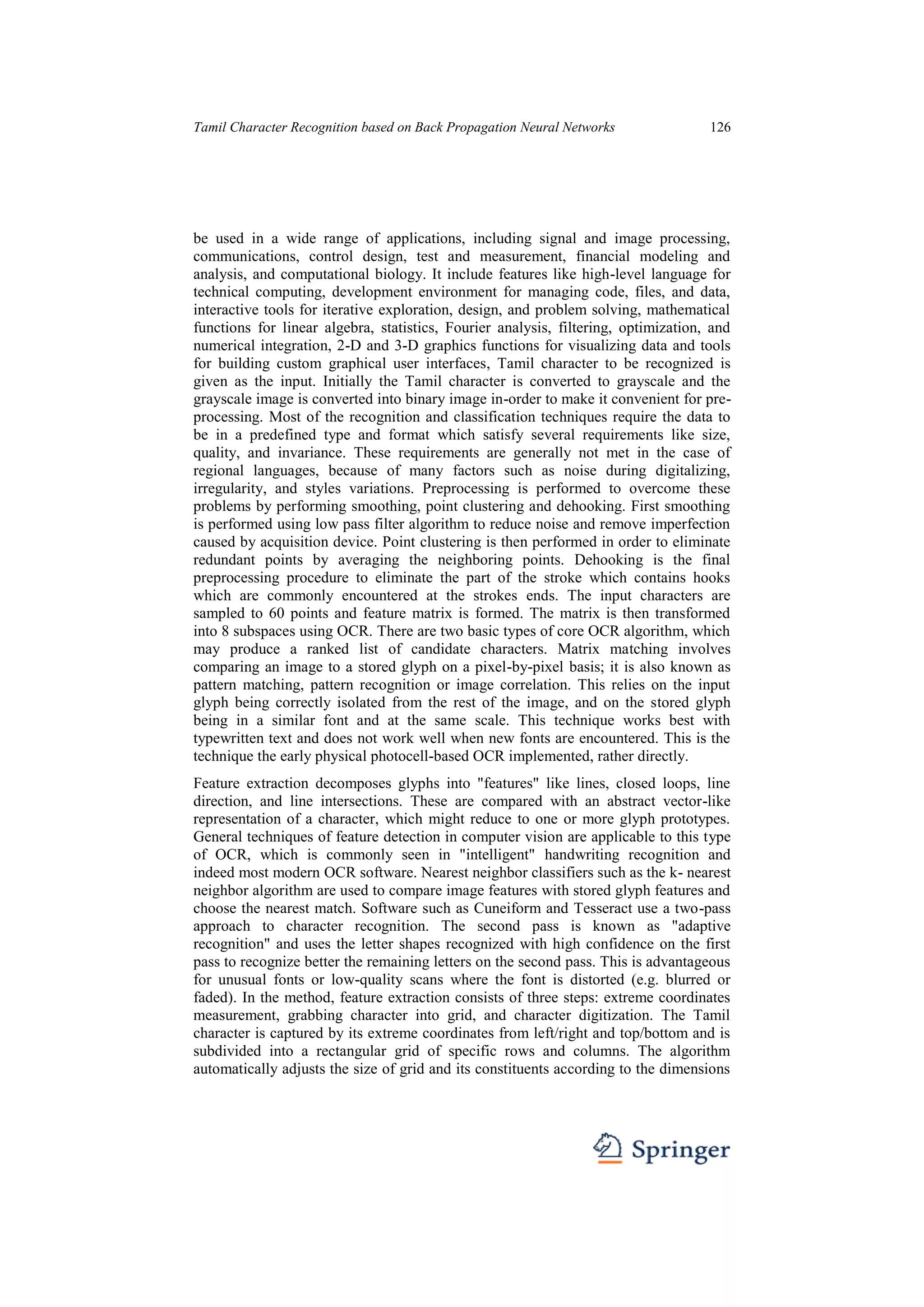 Tamil Character Recognition Based On Back Propagation Neural Networks Pdf