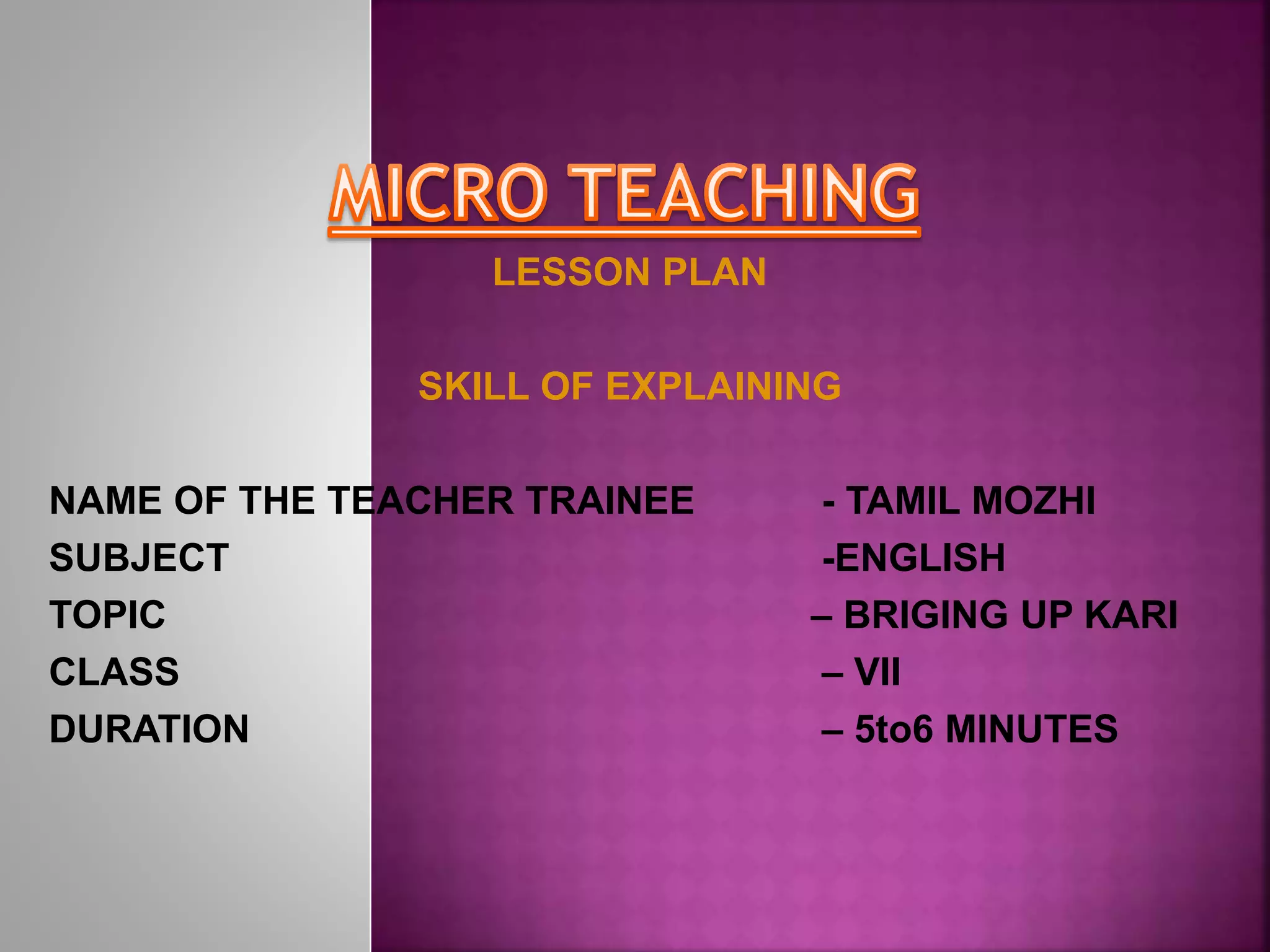 micro teaching lesson plan | PPTX