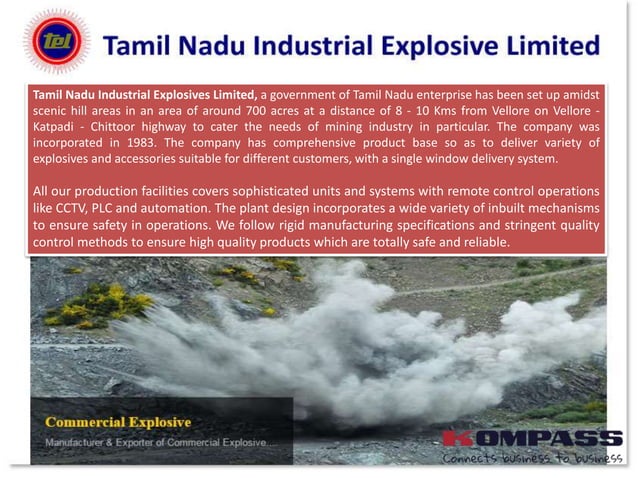 Tamil nadu industrial explosive limited | PPSX | Manufacturing Industry ...