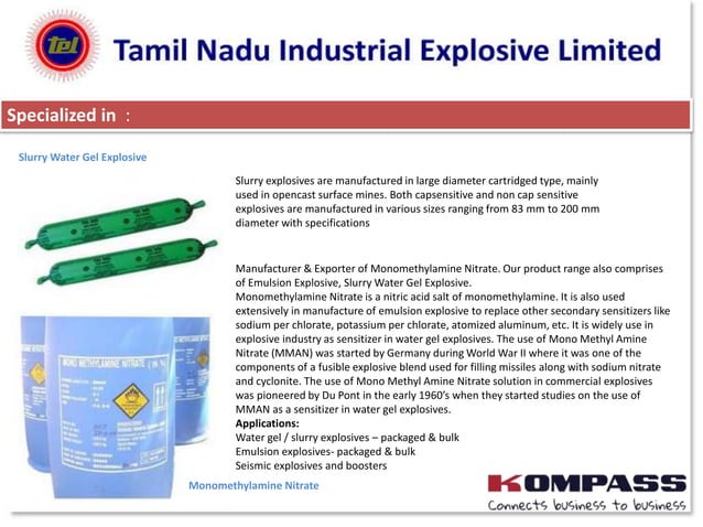 Tamil nadu industrial explosive limited | PPSX | Manufacturing Industry ...