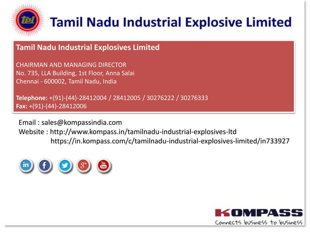 Tamil nadu industrial explosive limited | PPSX | Manufacturing Industry ...