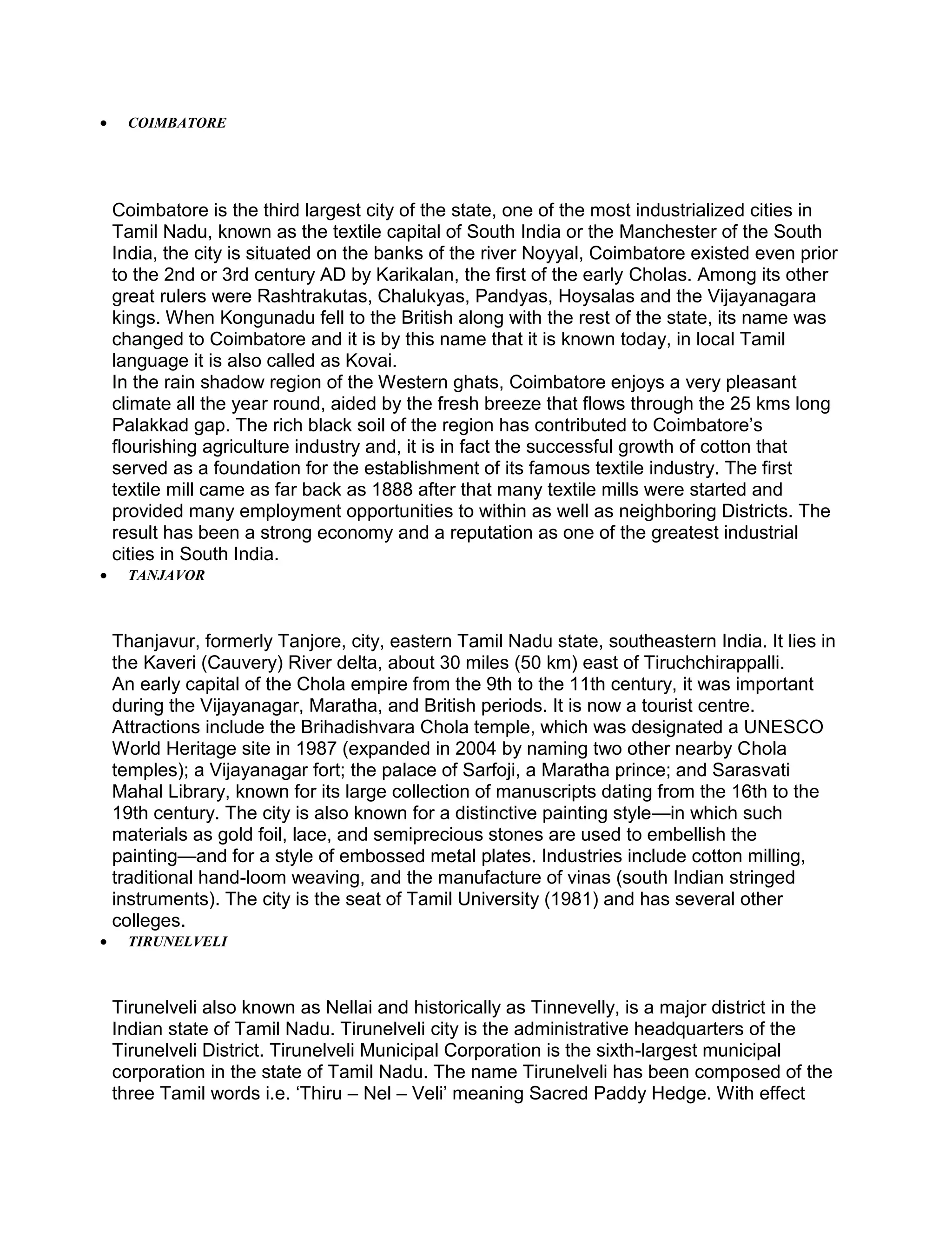 TAMIL NADU PLACES | DOCX