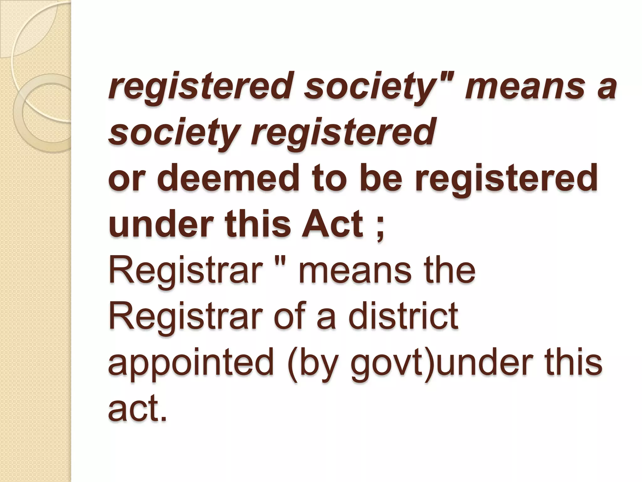 Tamilnadu societies registration act 1975 | PPTX