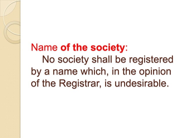 Tamilnadu societies registration act 1975 | PPTX