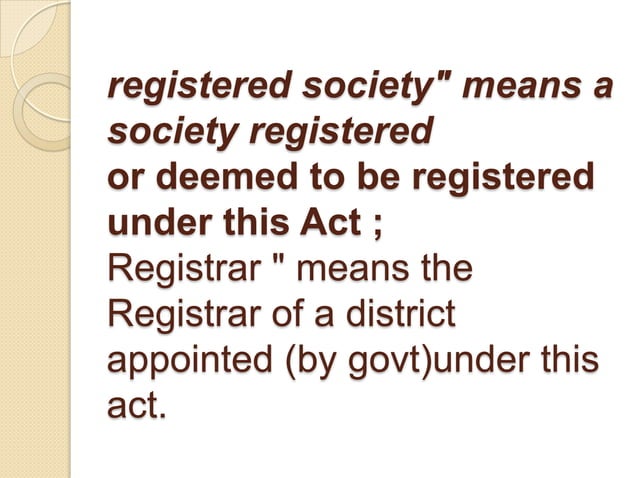 Tamilnadu societies registration act 1975 | PPTX