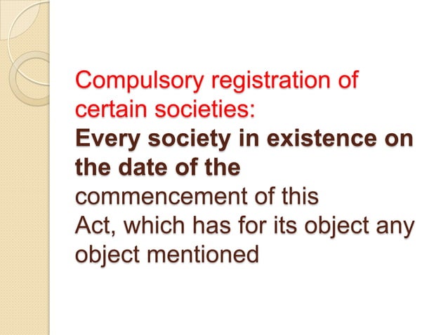 Tamilnadu societies registration act 1975 | PPTX