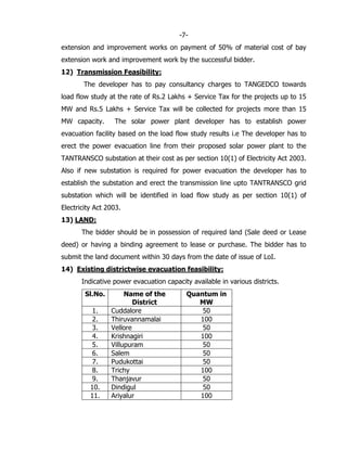 Tamil nadu tangedco_1000_mw_solar_tender_05-12-2012 | PDF