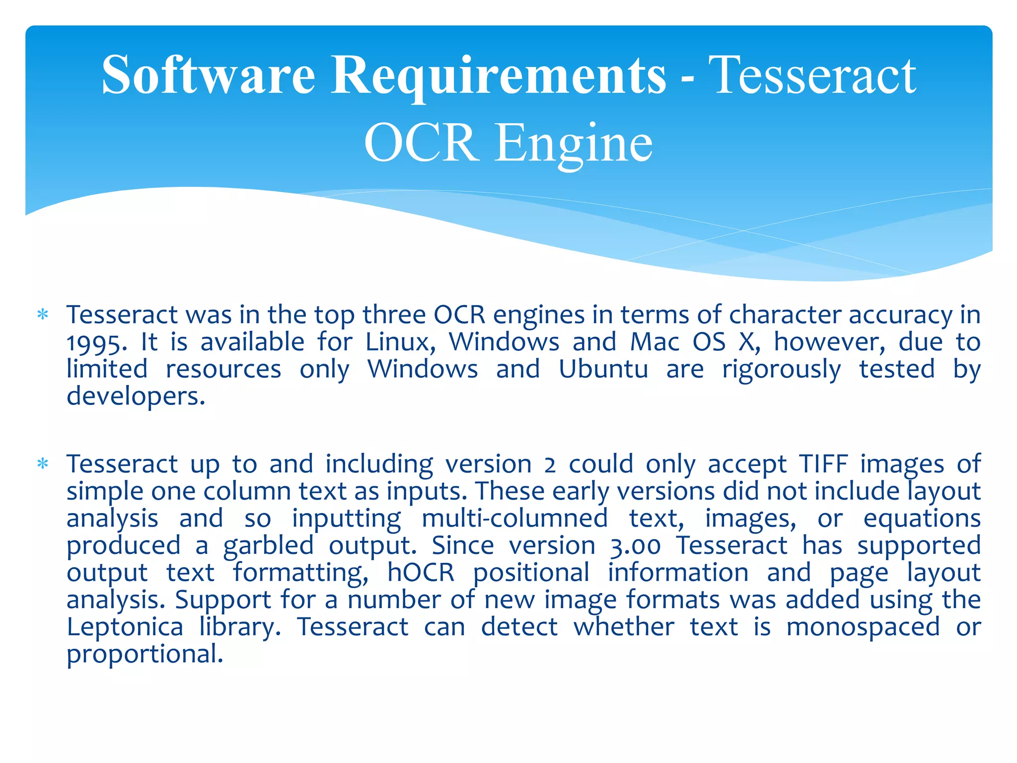 Tamil OCR using Tesseract OCR Engine | PPTX