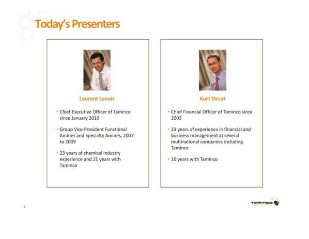 Taminco specialty chemical ipo roadshow investor presentation - apr ...