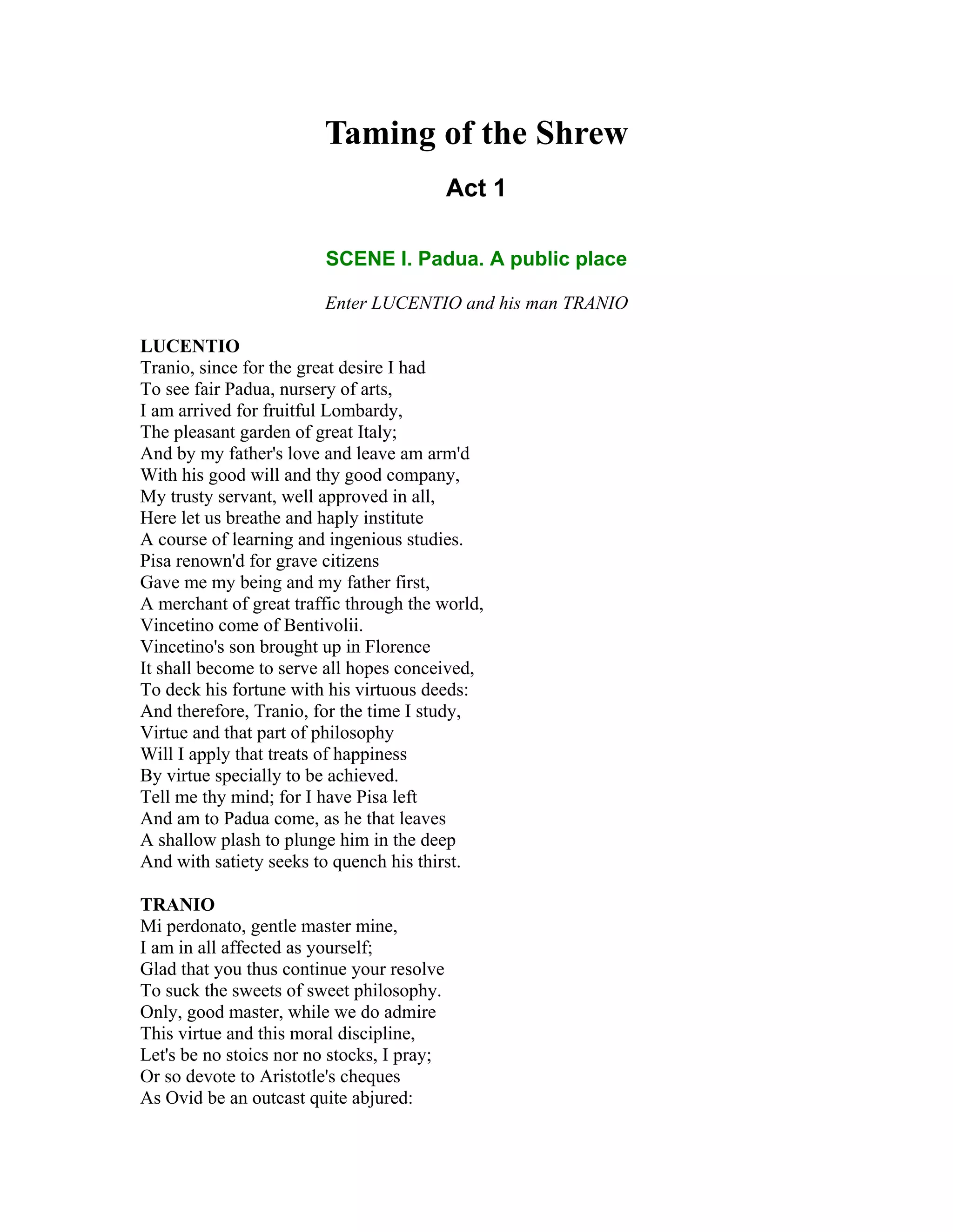Taming of the shrew- shakespeare | PDF