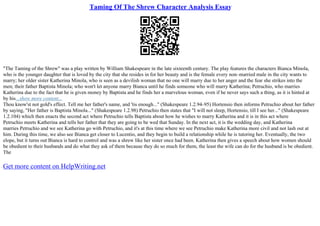 Taming Of The Shrew Character Analysis Essay | PPT