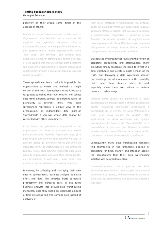 Taming Spreadsheet Jockey / Domando os Planilheiros | PDF Taming Spreadsheet Jockey / Domando os Planilheiros | PDF