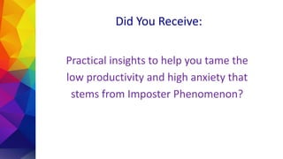 Taming the imposter monster speech slide deck (1) | PPTX