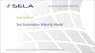 Test Automation Maturity Model (Israel Test Automation meetup 12/11 ...
