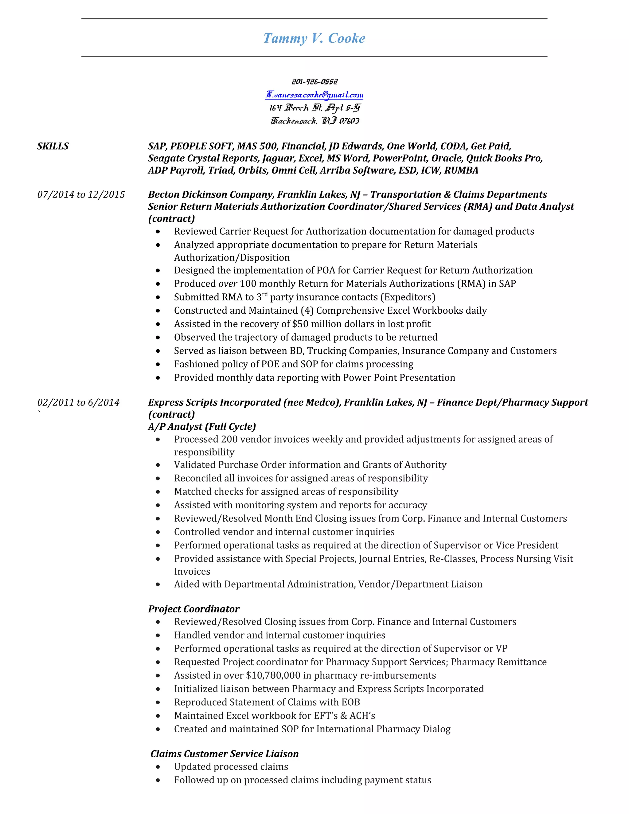 Tammy cooke updated resume 2016 | PDF
