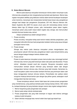 Makalah Pengorganisasian Informasi Pengetahuan Dalam Ingatan Manusia | PDF