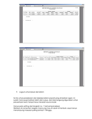 Tampilan sistem aplikasi payroll | PDF