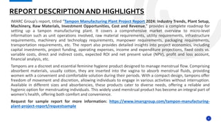 Costs involve in Tampon Manufacturing Plant Report | PPTX