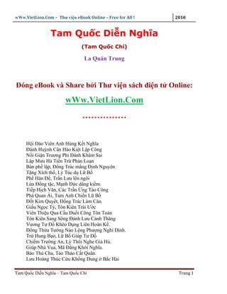 Tam Quoc Dien Nghia | PDF
