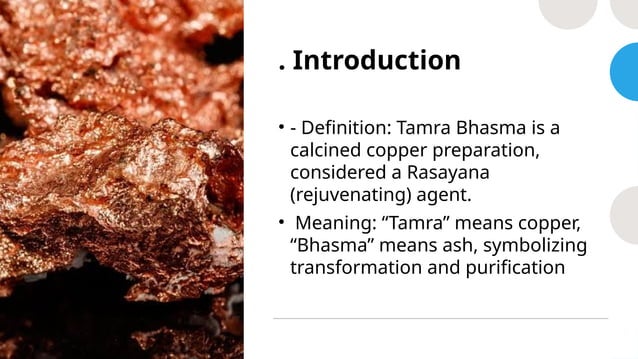 TAMRA BHASMA PPT Rasashastra pdf introduction | PPTX