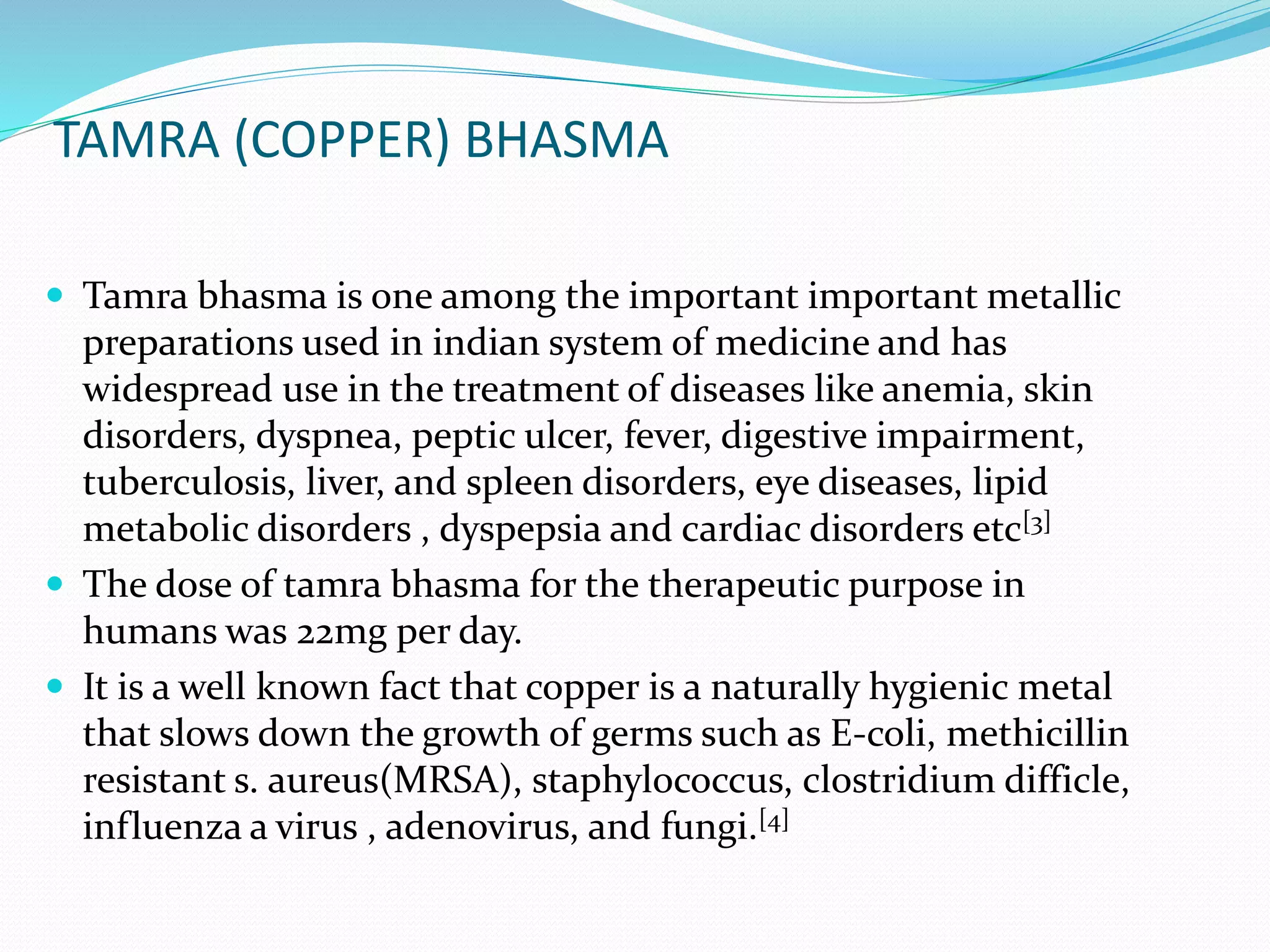 Tamra bhasma(copper bhasma) presentation | PPTX