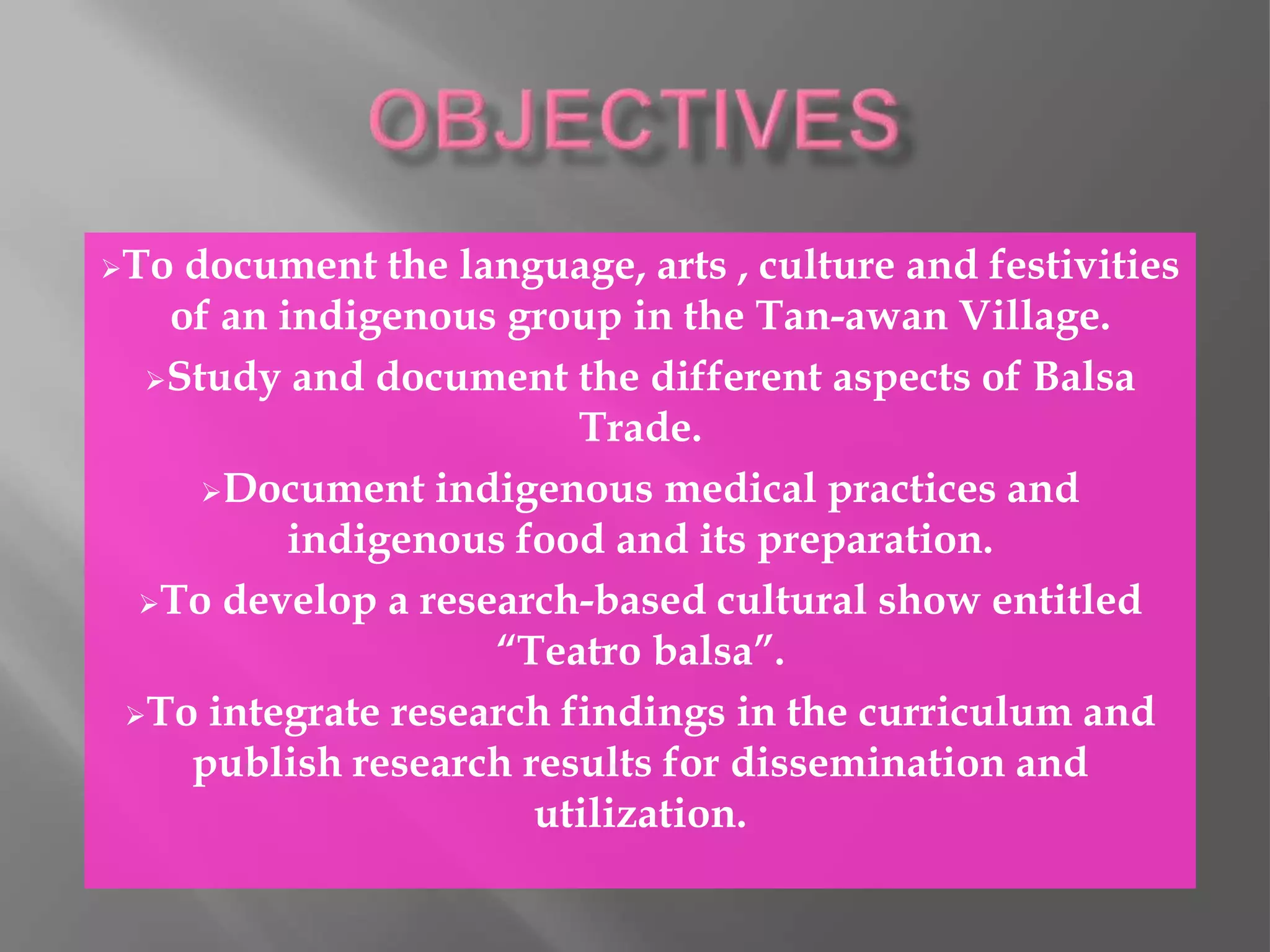 Tan awan objectives | PPT