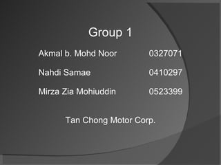 TAN CHONG MOTOR HOLDINGS | PPT | Automotive Industry | Industries