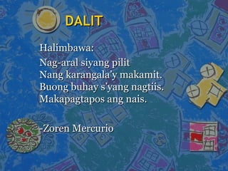 Tanaga Diona Dalit Tanka Haiku | PPT