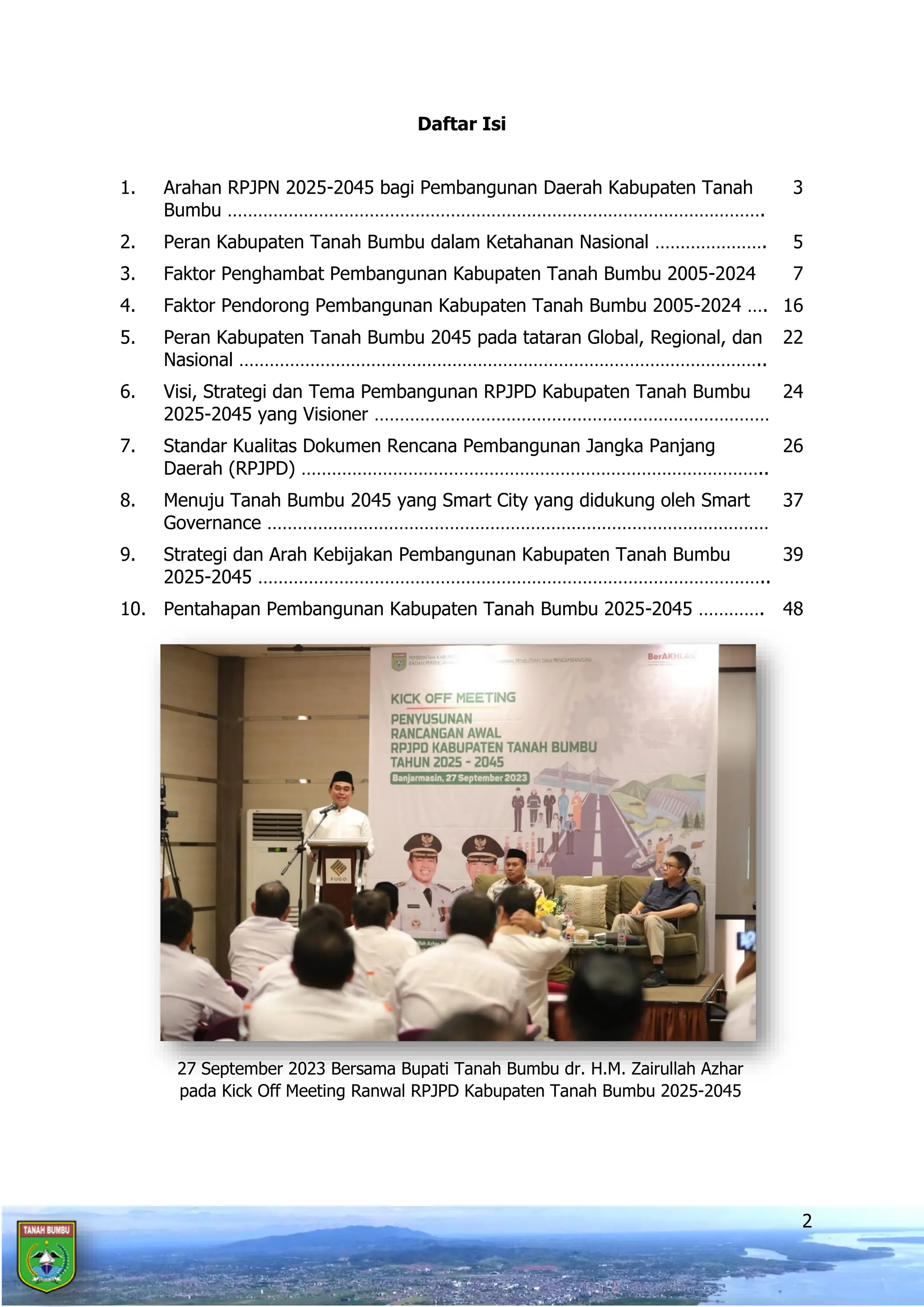 Masukan untuk RPJPD Kabupaten Tanah Bumbu 2025-2045 | PDF