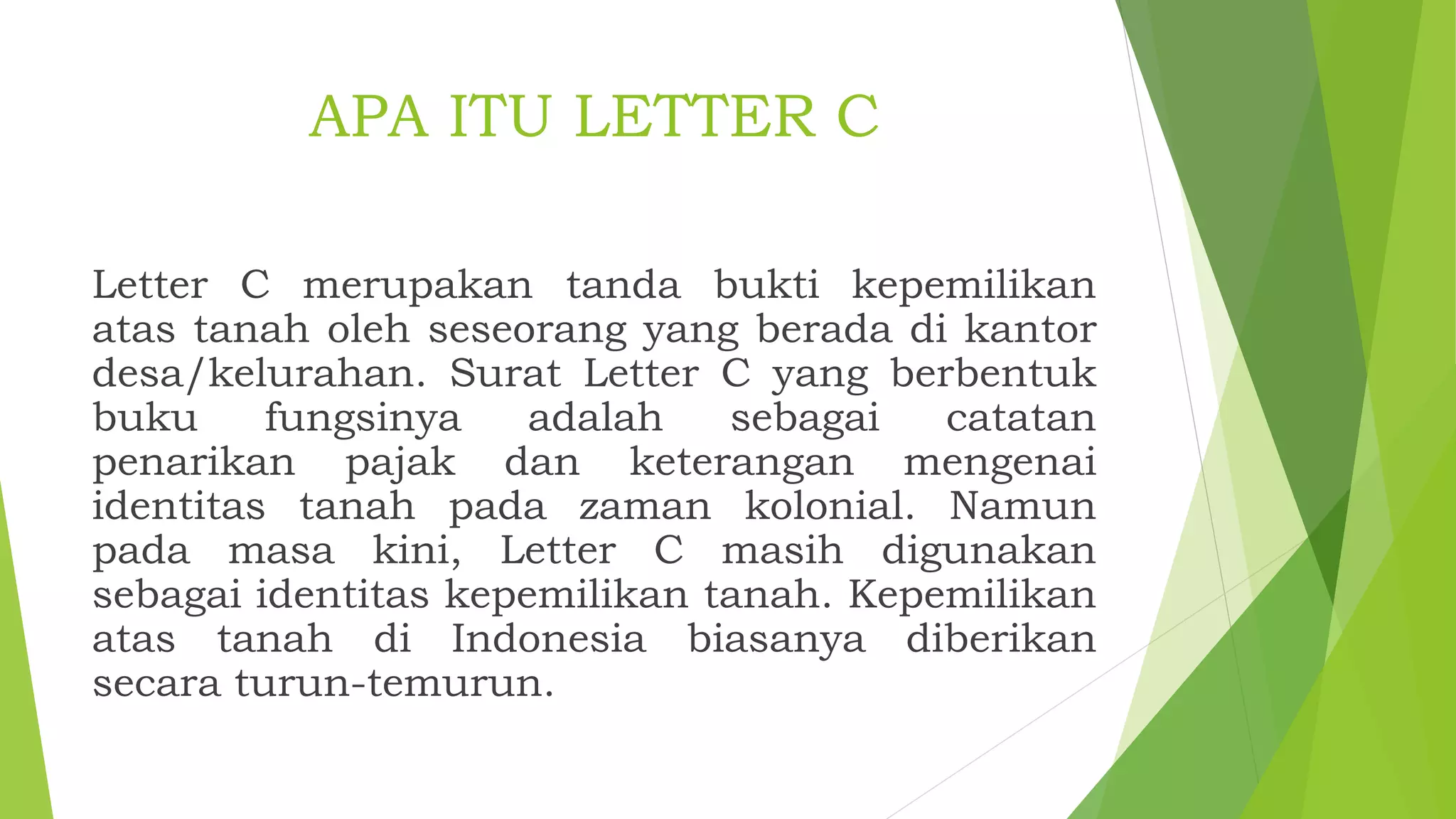 Tanah Letter C - Ricco Survival Yubaidi | PPT