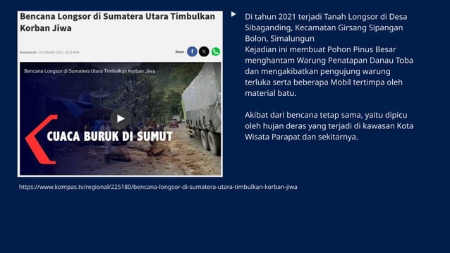 TANAH LONGSOR menurut data badan pusat statistik SUMUT | PPT