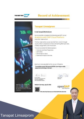 Tanapat SAP Certificate | PDF