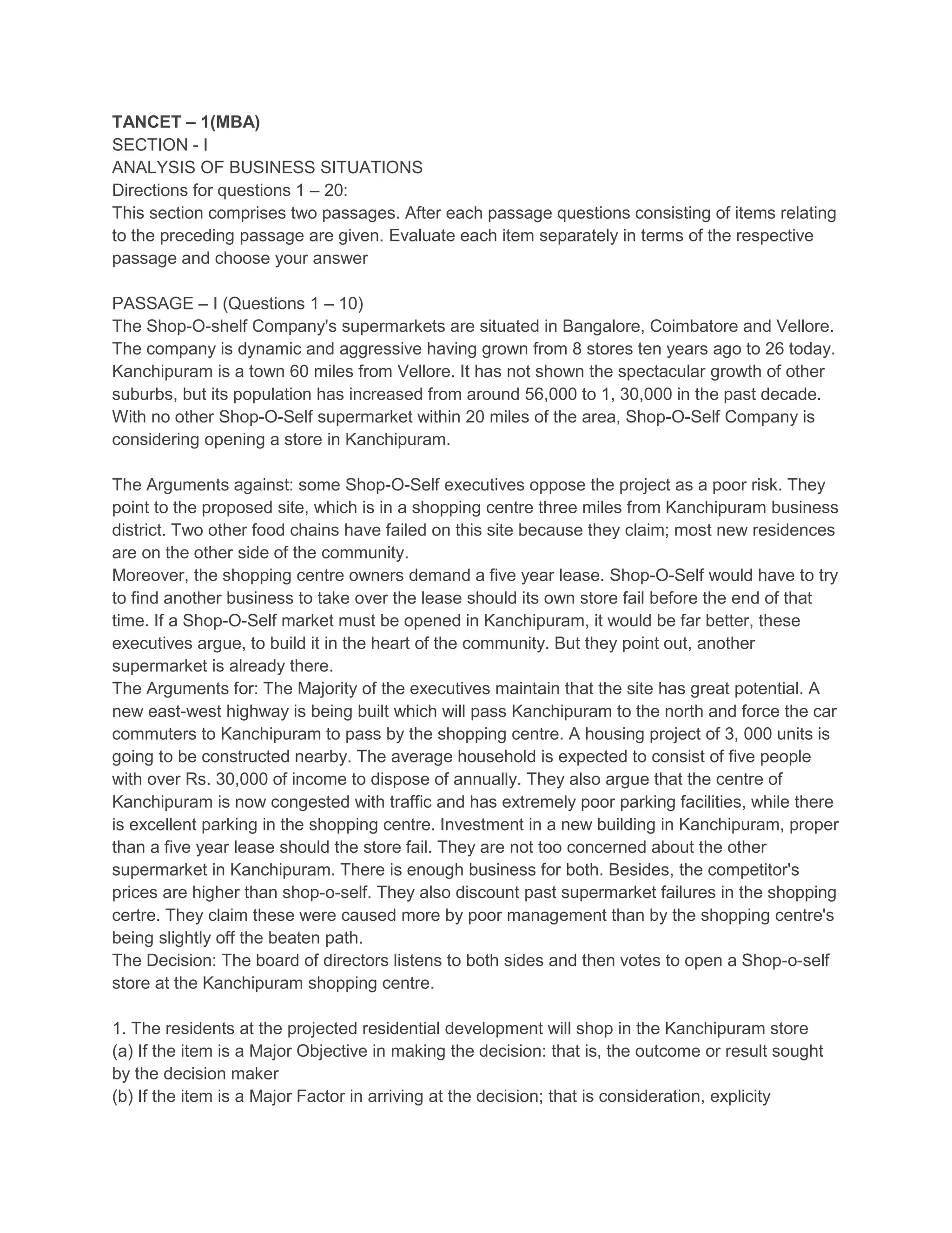 Tancet model-question-paper | PDF